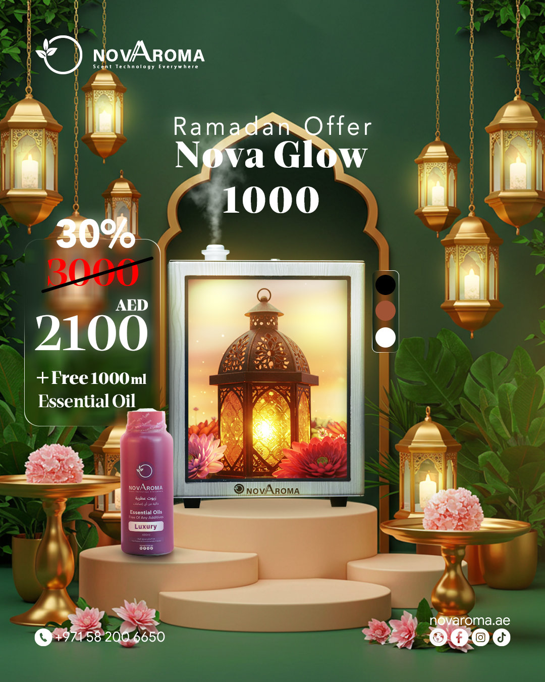 Nova Glow 1000 with 1000 ml Essential oil – Novaroma